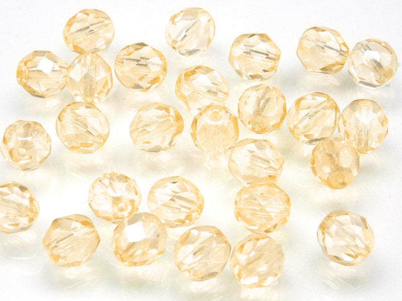 25 St. Fire Polished facettierte Glasperlen Rund 8mm, Kristall, Bernst ...